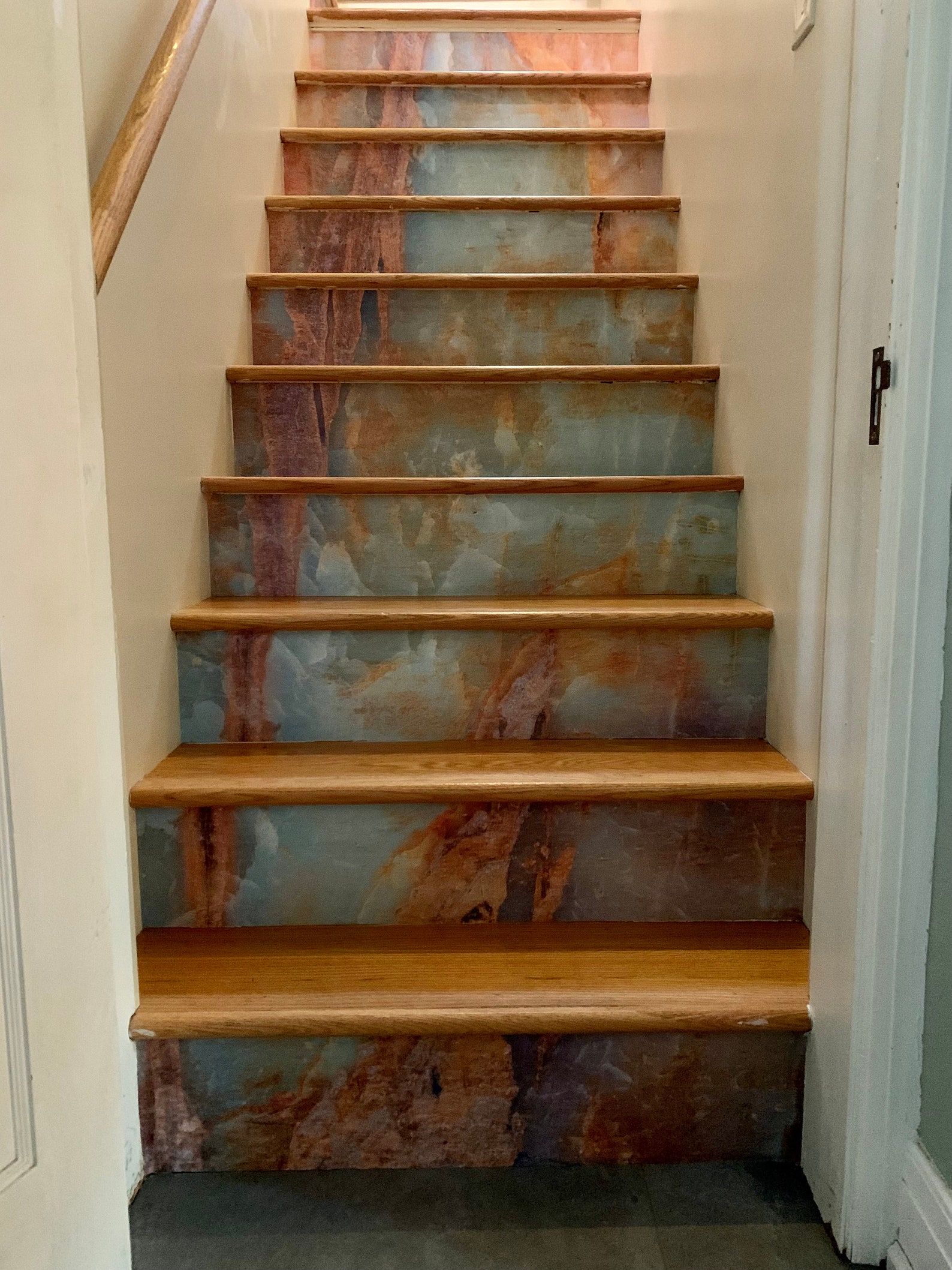 Self Adhesive Marble Stair Riser Stickers – Rustic Stone Patina Texture ...