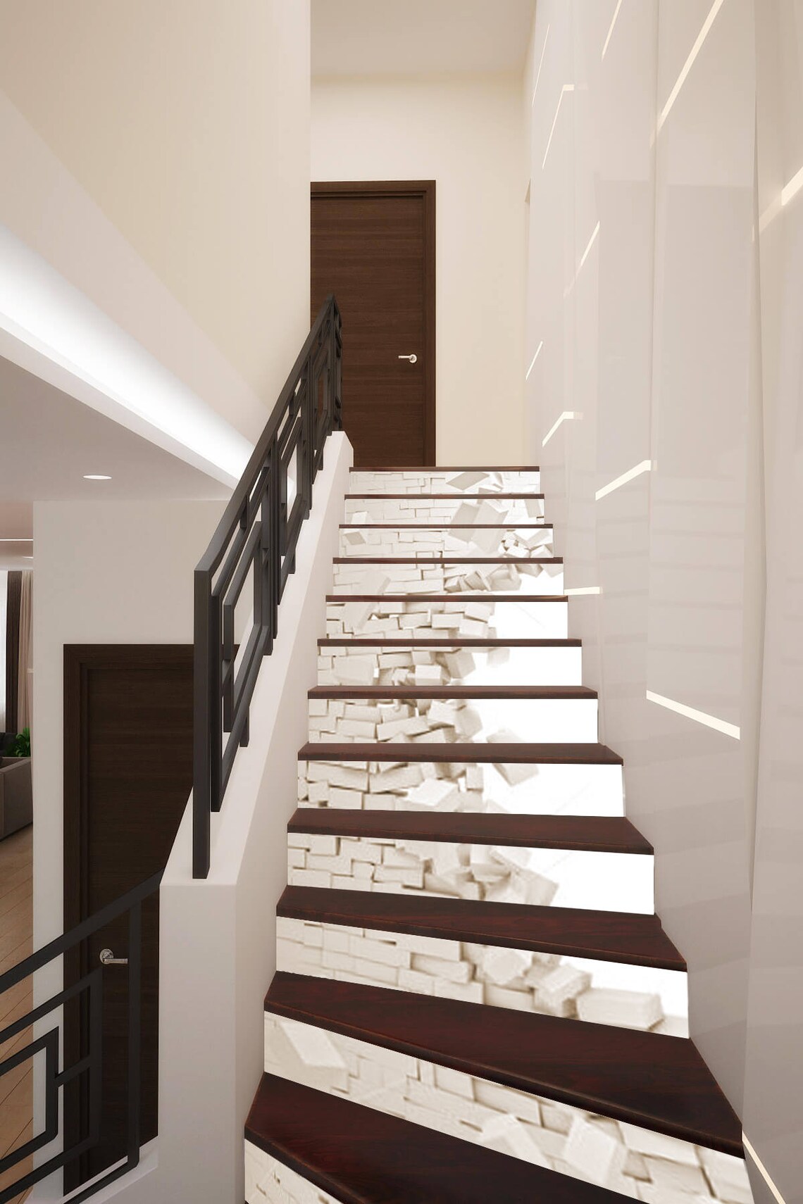 3D Broken Brick Stair Decoration Adhesive Vinyl Stair Riser | Etsy