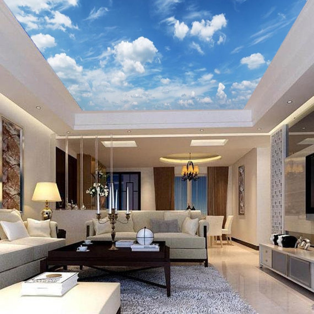 180cmw X 345cmh Sunny Clear Sky Ceiling Sticker Vinyl Ceiling Decor ...