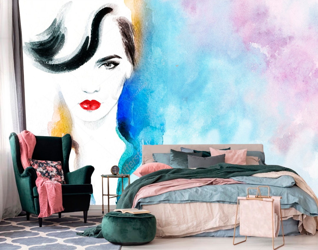 Abstract Watercolor Fashion Background Woman Wallpaper Design Beautiful ...