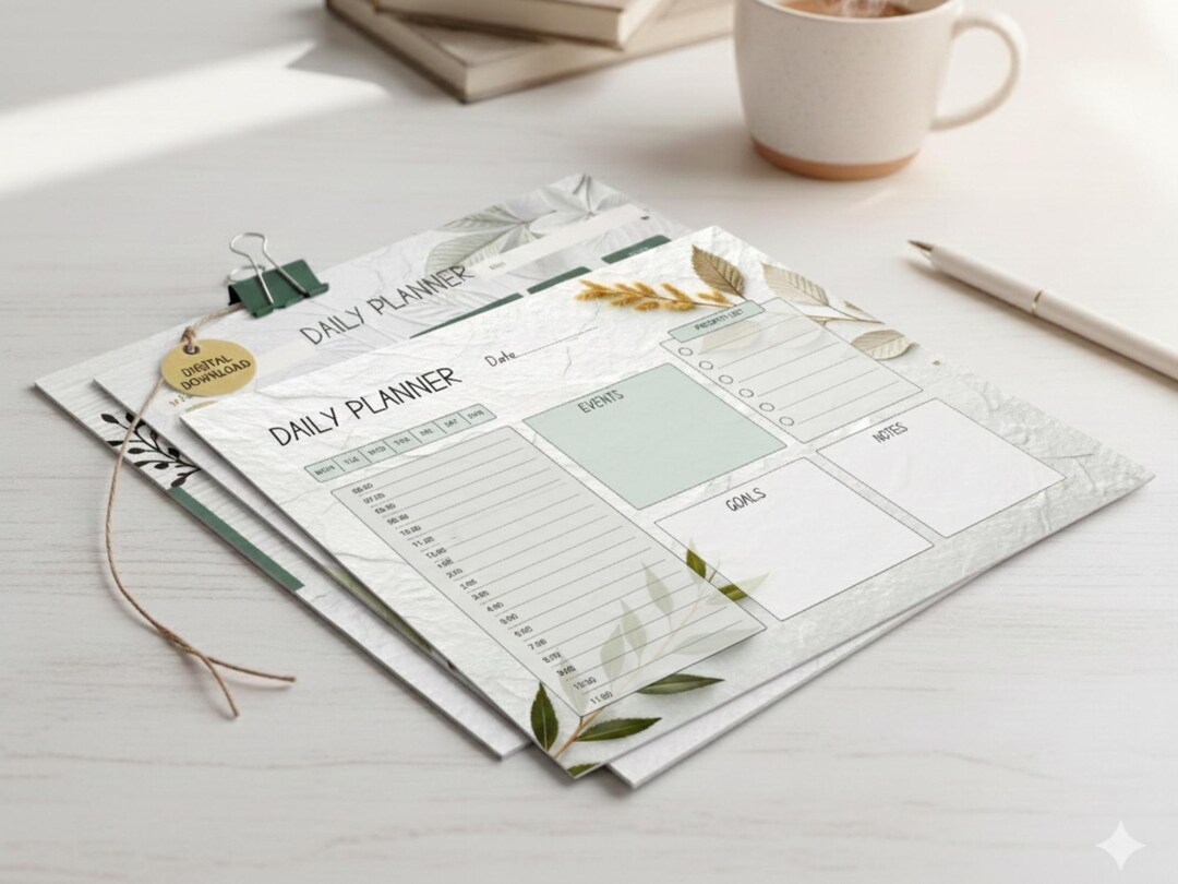 Calm Botanical Planner Set | Daily Routine & Productivity Bundle ...