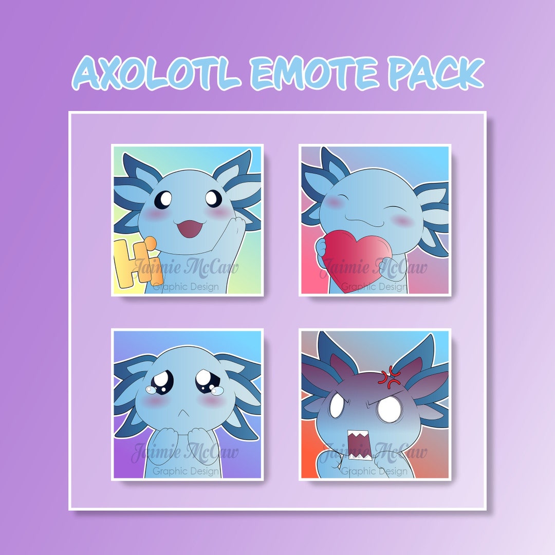 Axolotl Emote Pack (blue) - Etsy