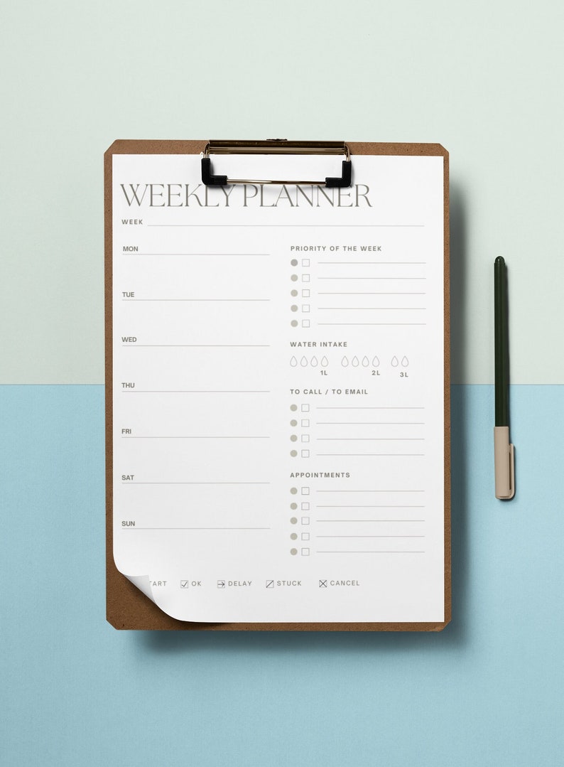 Weekly Planner Printable, Instant Download, Printable Weekly List ...