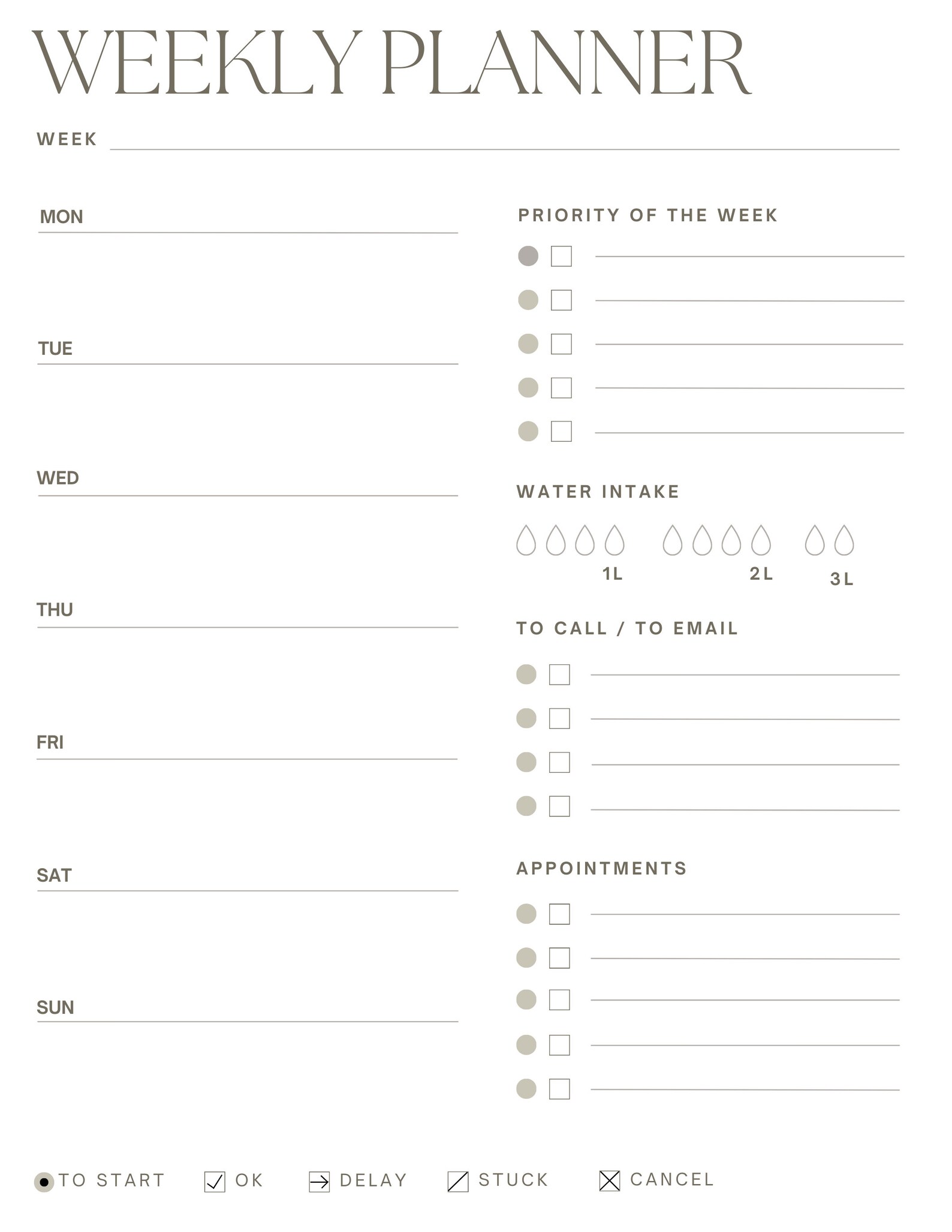 Weekly Planner Printable, Instant Download, Printable Weekly List ...