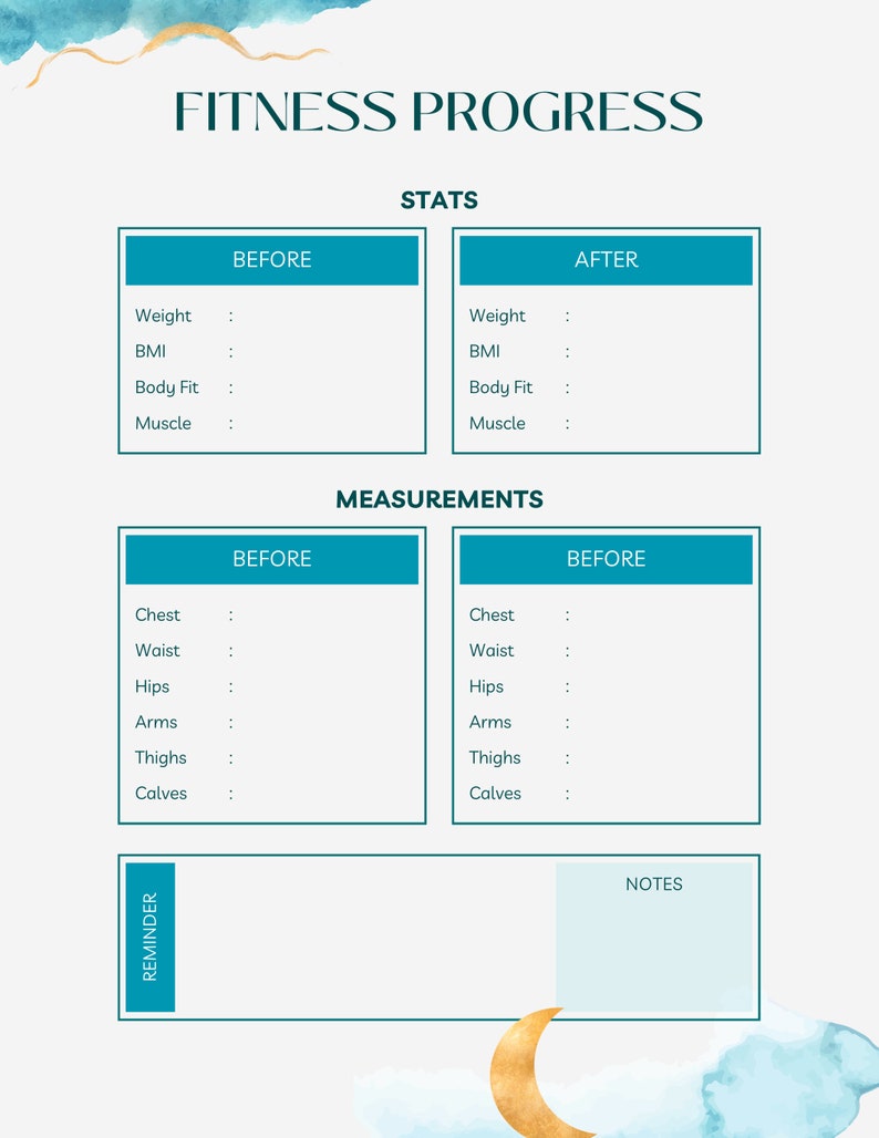 4 Piece Workout Progress Planner Printable Printable Weight - Etsy