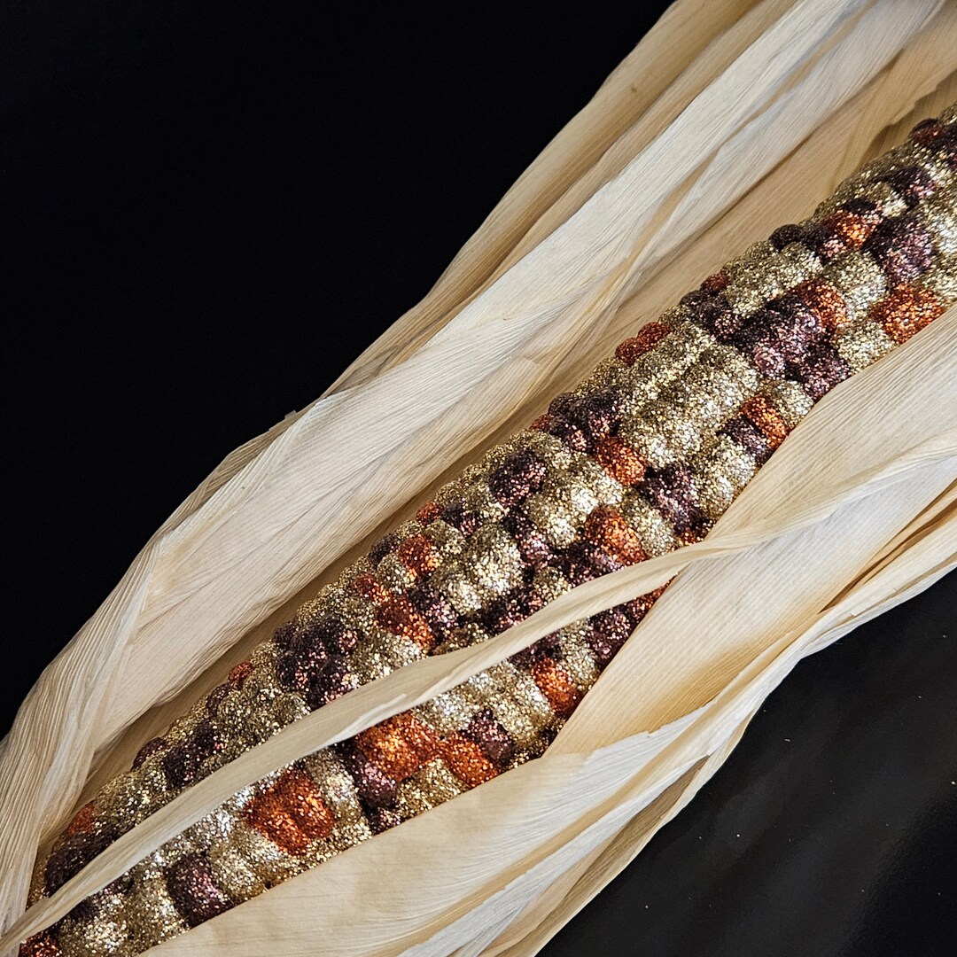 Glittered Corn, Natural Fall Thanksgiving Table Arrangement Decoration ...