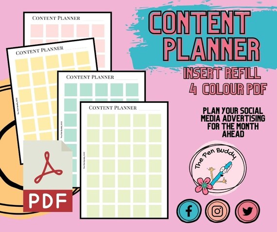 PDF Content Planner PRINTABLE Calendar - Etsy