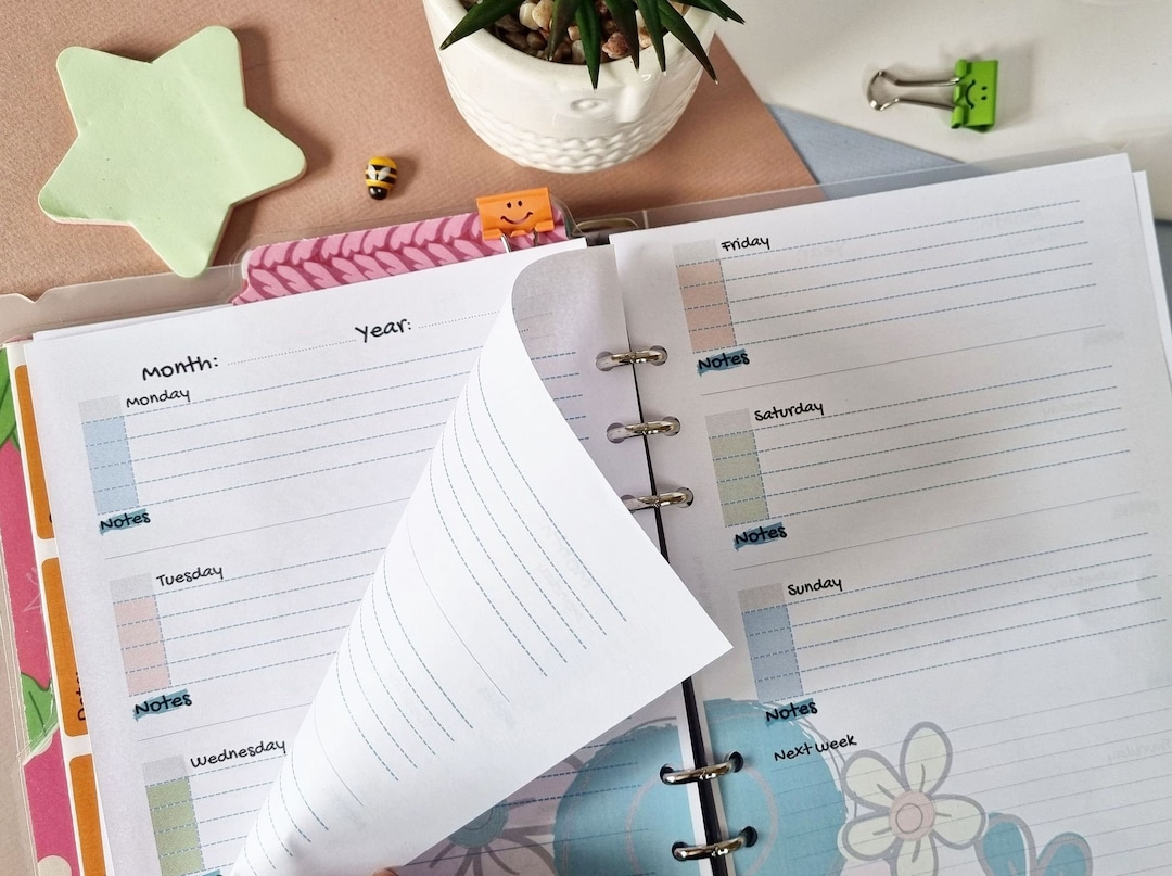 A5 Week View | Diary | 2 Facing Pages | Undated - Etsy