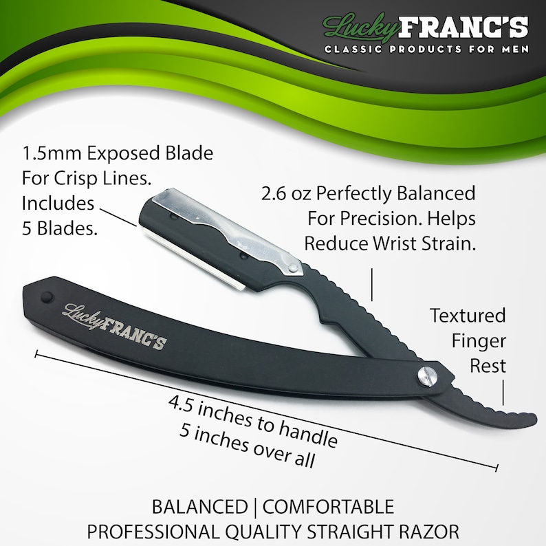 Black Straight Razor Folding W/ 5 Blades. Barber Quality. - Etsy