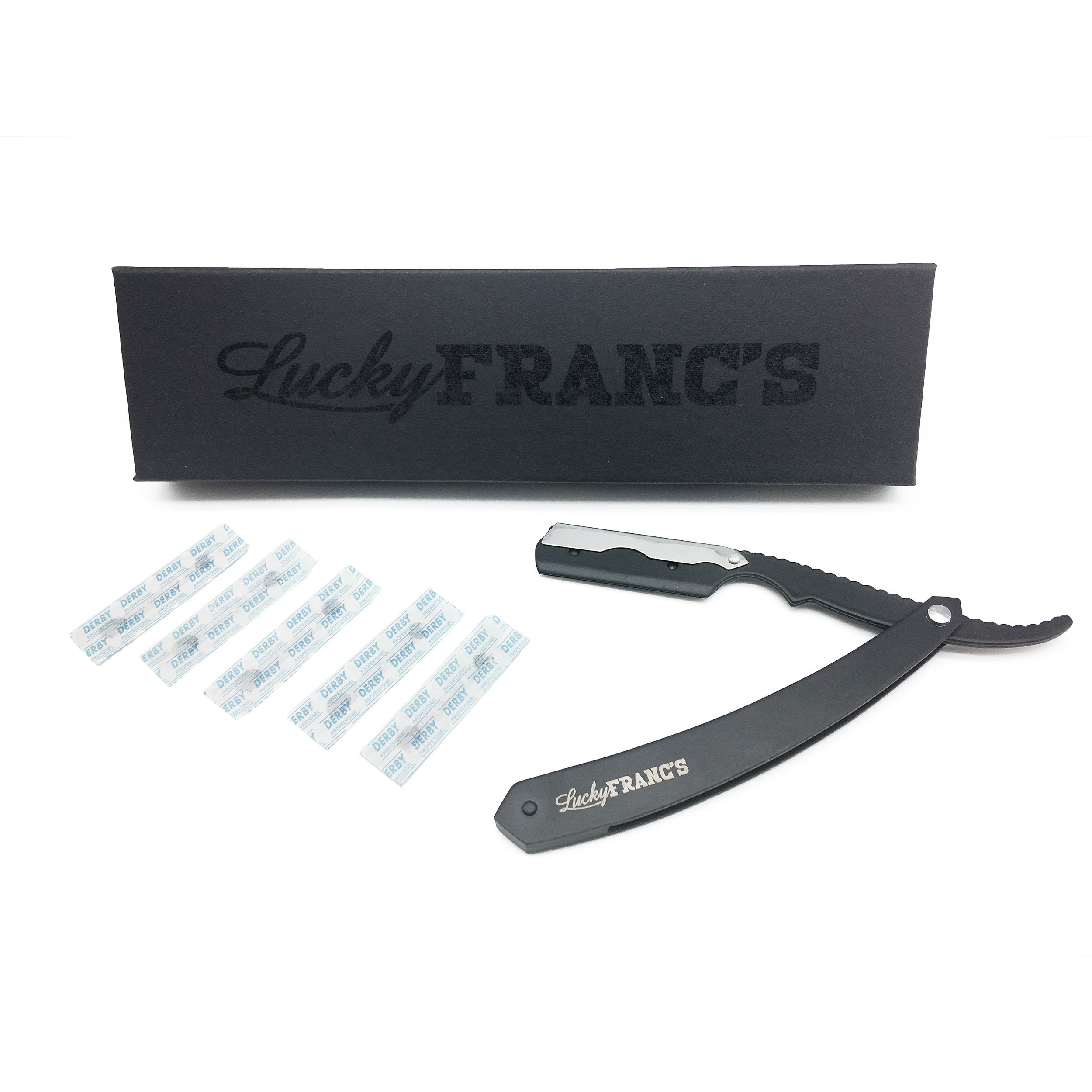 Black Straight Razor, Folding W/ 5 Blades. Barber Quality. Great Gift ...