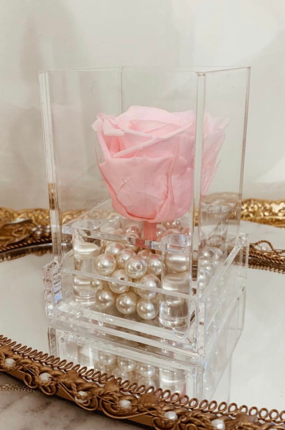 Pink With Pearls Eternal Rose - Etsy