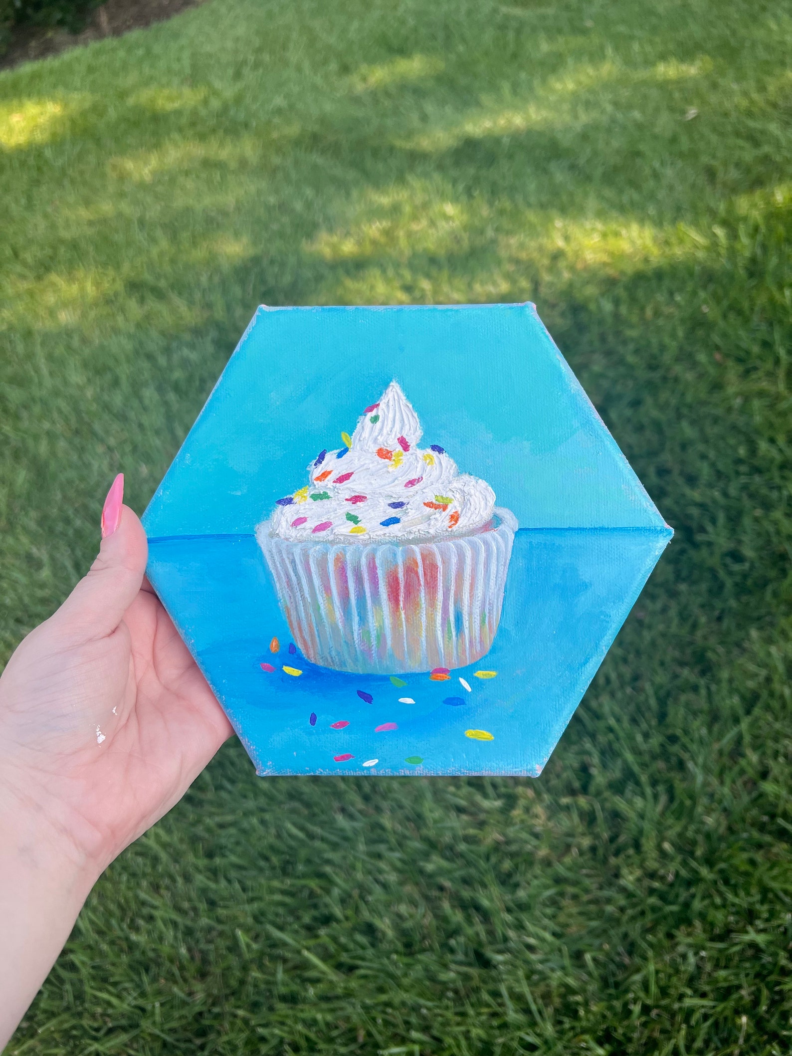 Confetti Cake Cupcake Acrylic Painting on Canvas for Colorful Kitchen ...