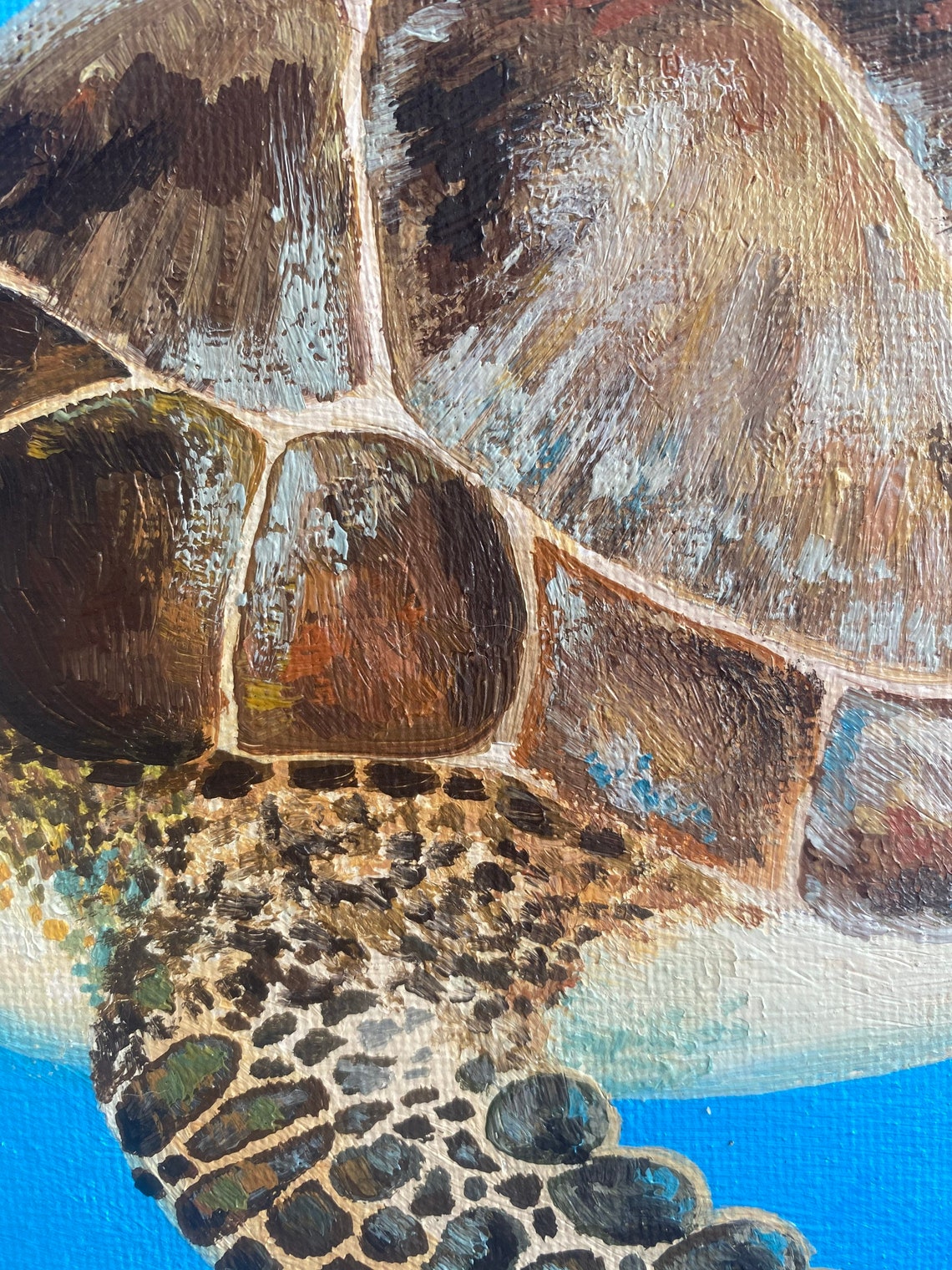 Realistic Sea Turtle Acrylic Painting on Canvas Under the Ocean Themed ...