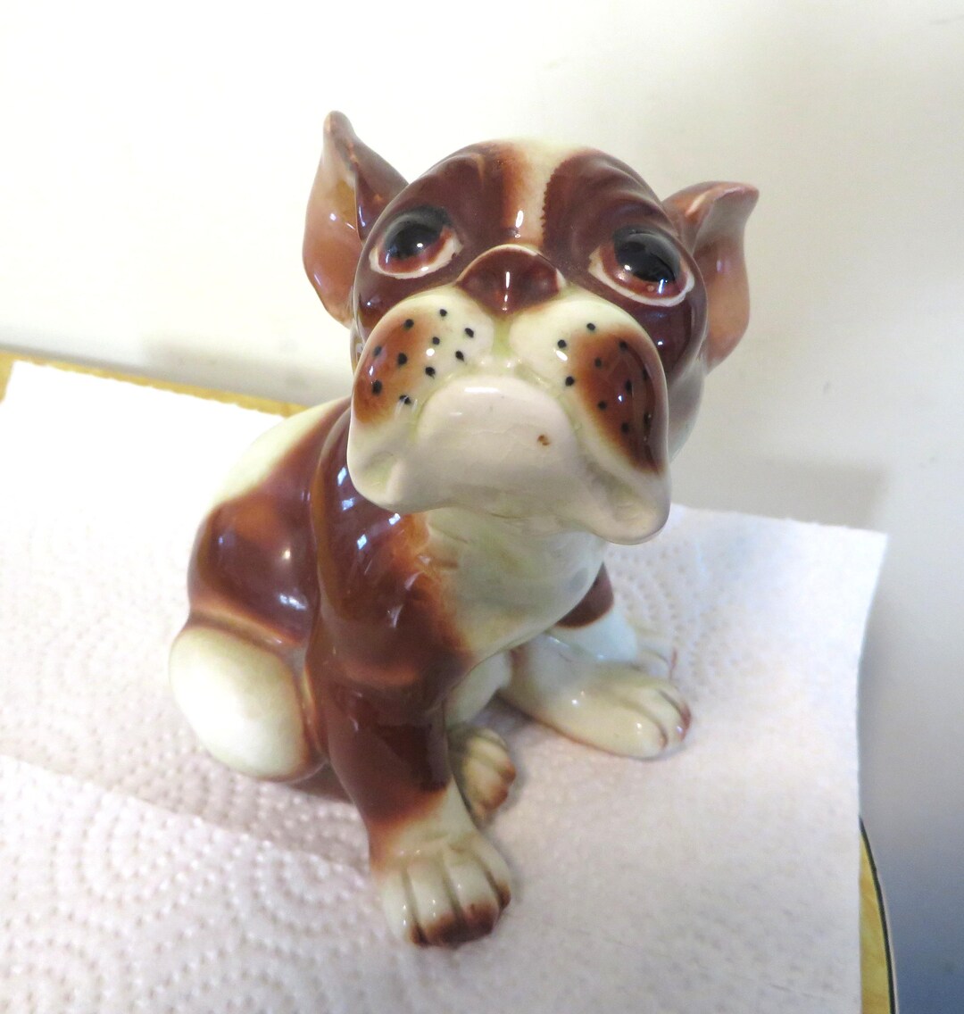 Vintage Ceramic Large Bulldog Figurine Marked Hand Painted, Unknown ...