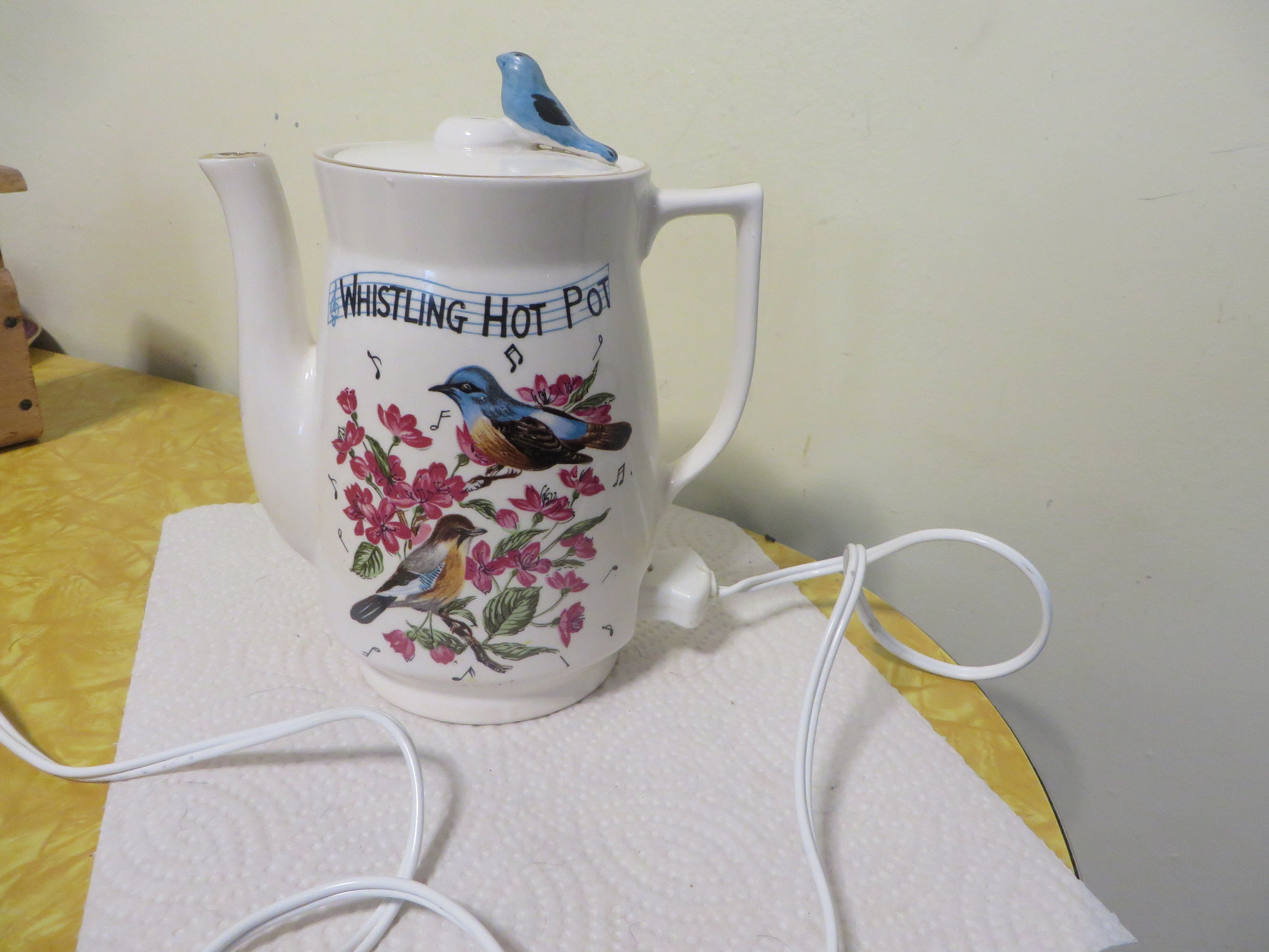 Vintage Whistling Hot Pot Teapot Tea Kettle Ceramic Whistling Bird Lid Electric Japan Etsy