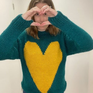 Much Love Sweater Knitting Pattern Adult Jumper Plus Size Heart ...