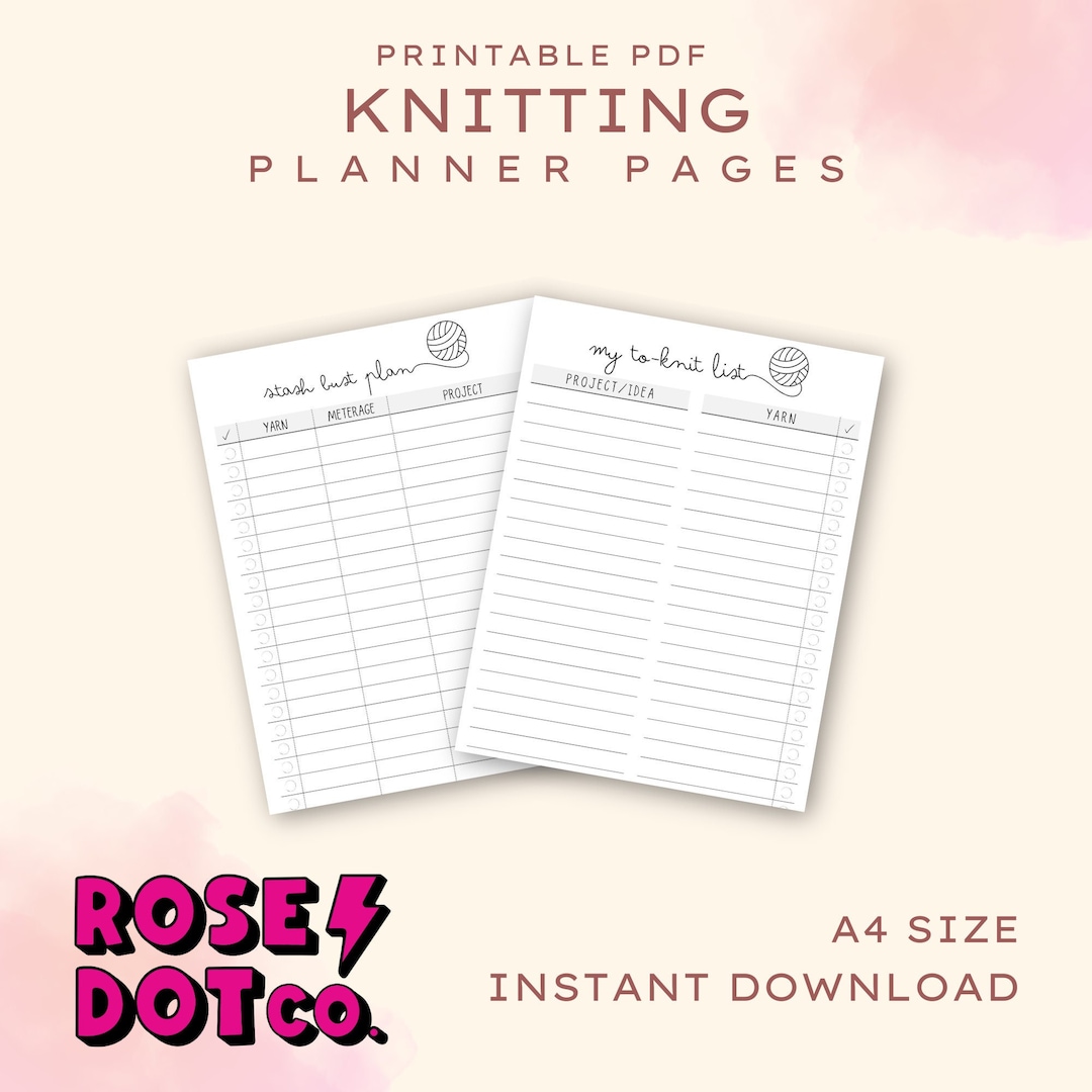 Knitting To-do List & Stash Busting List - A4 - Knitter Printables ...
