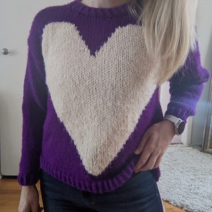 Much Love Sweater Knitting Pattern | Adult Jumper | Plus Size | Heart ...