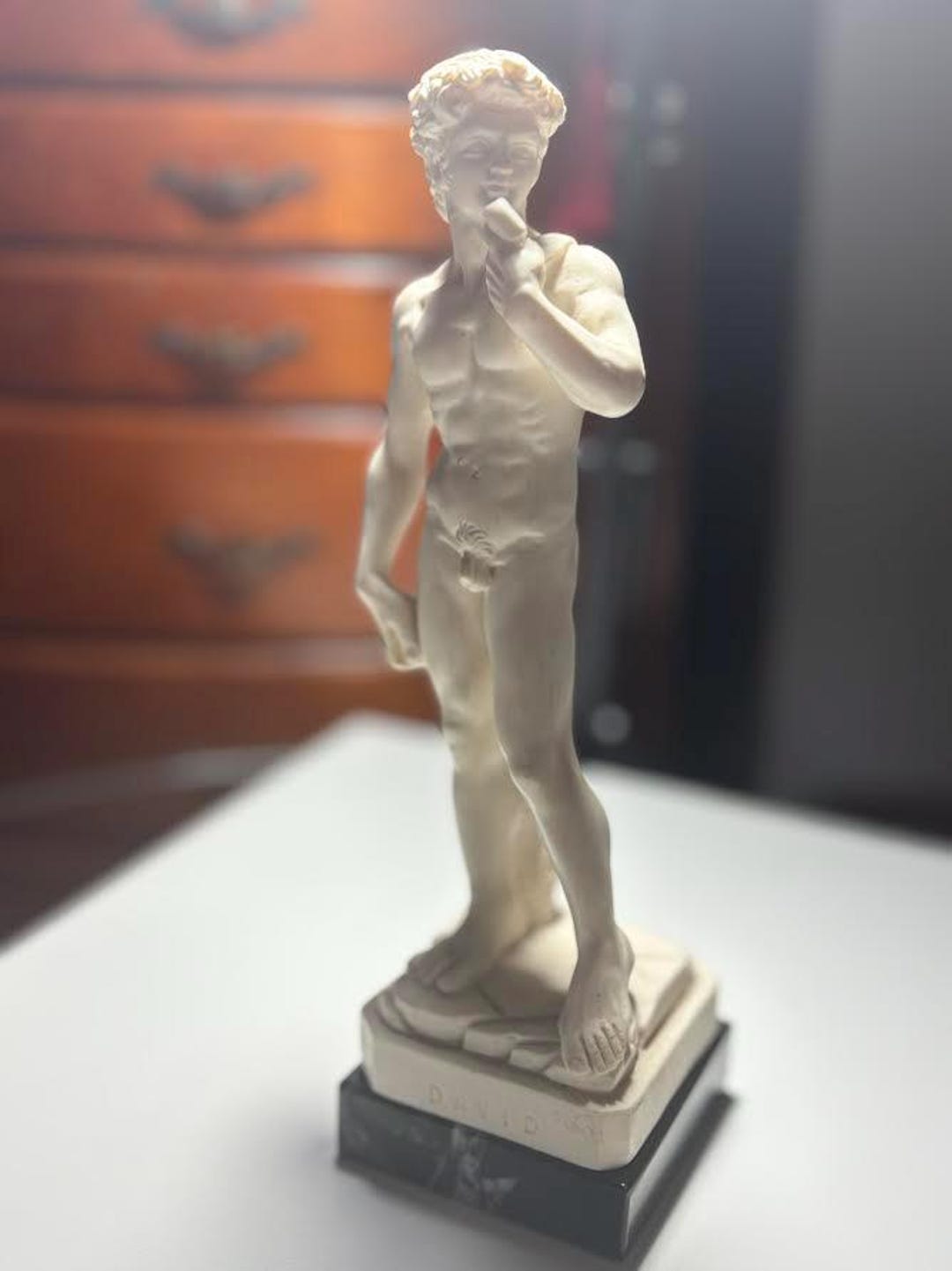 David of Michaelangelo Vintage Statue Signed A. Santini Made in Italy ...