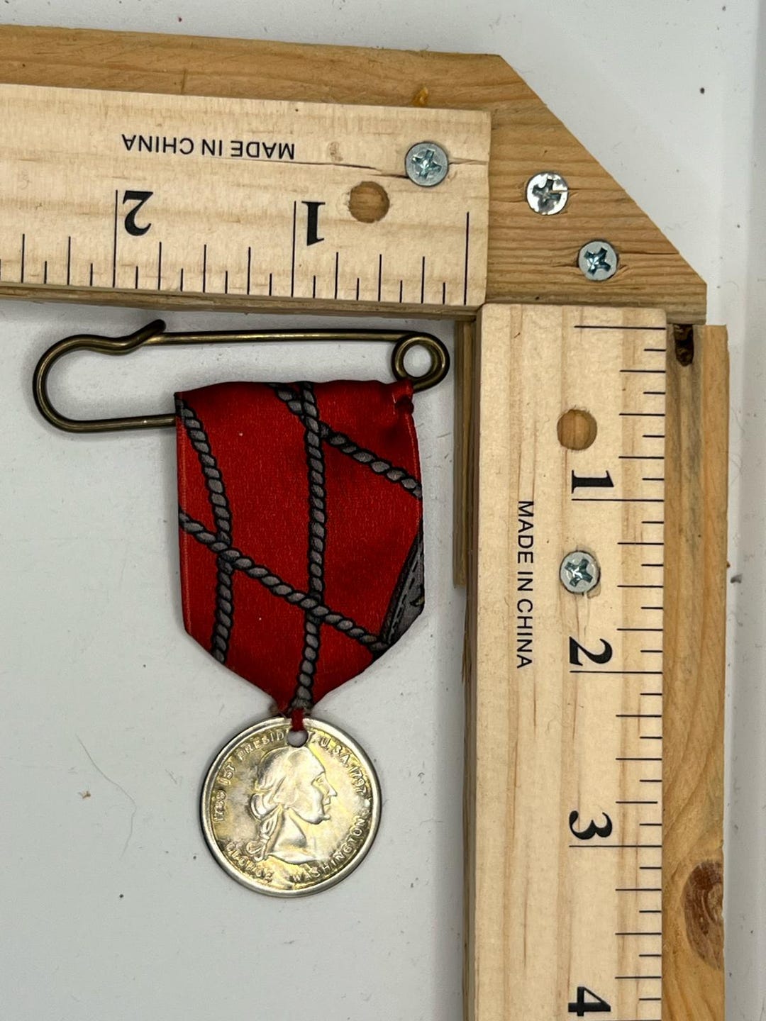 Vintage George Washington Medal With Red Ribbon Collectible Historical ...