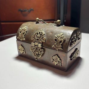 Antique Miniature Copper and Brass Velvet-lined Treasure Chest Box - Etsy
