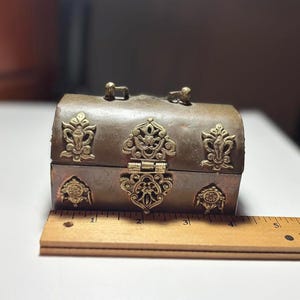 Antique Miniature Copper and Brass Velvet-lined Treasure Chest Box - Etsy
