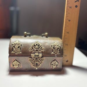 Antique Miniature Copper and Brass Velvet-lined Treasure Chest Box - Etsy