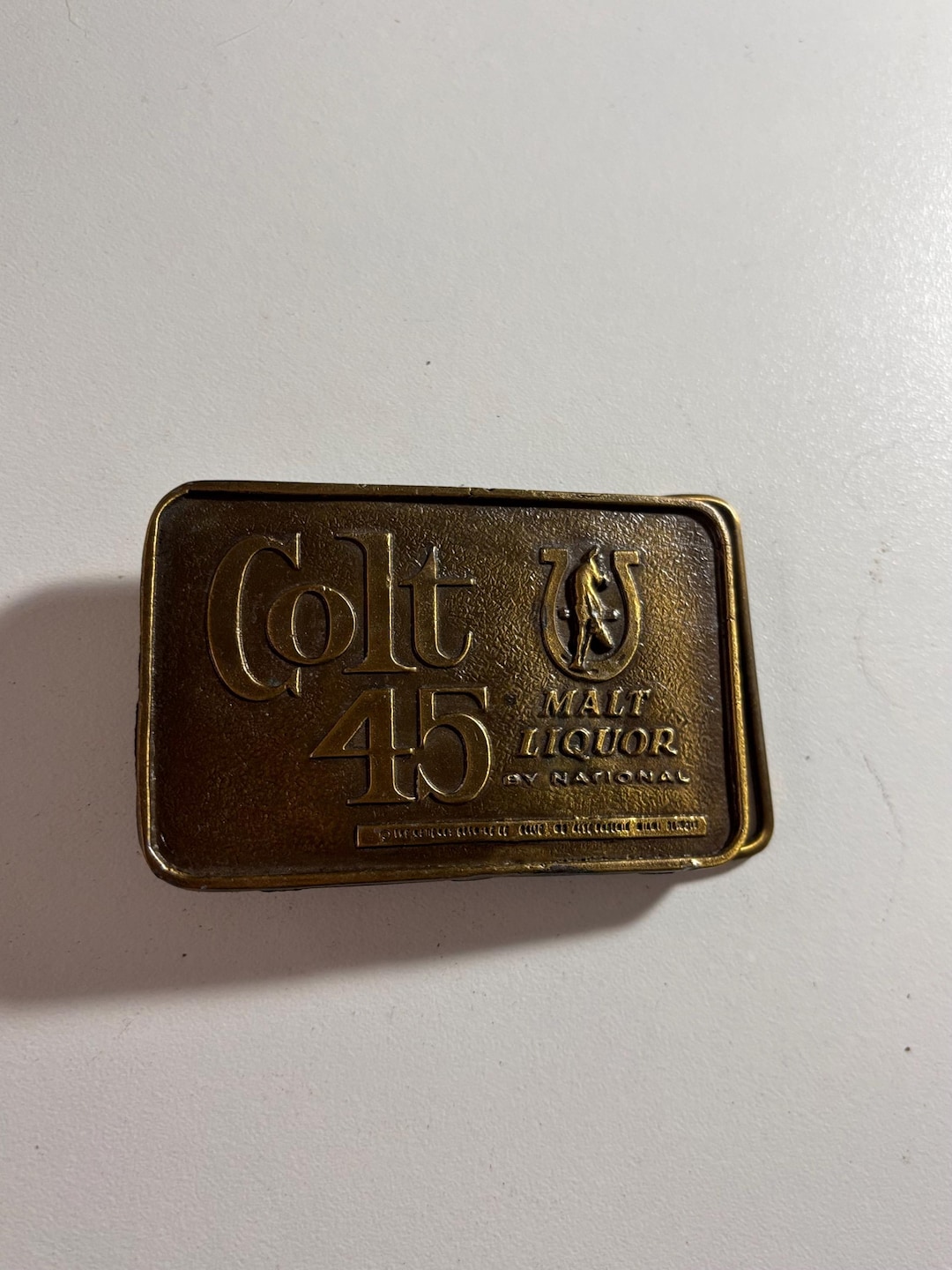 Vintage Colt 45 Malt Liquor Belt Buckle, Bergamot Brass Works 1974 ...