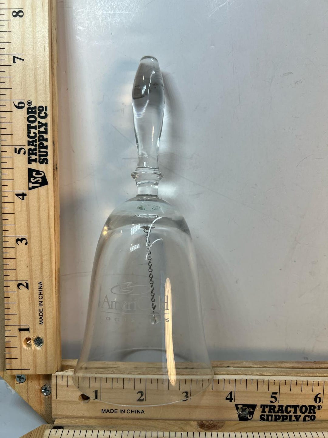 Clear Glass Bell With Handle & Chain Clapper Vintage Promotional ...