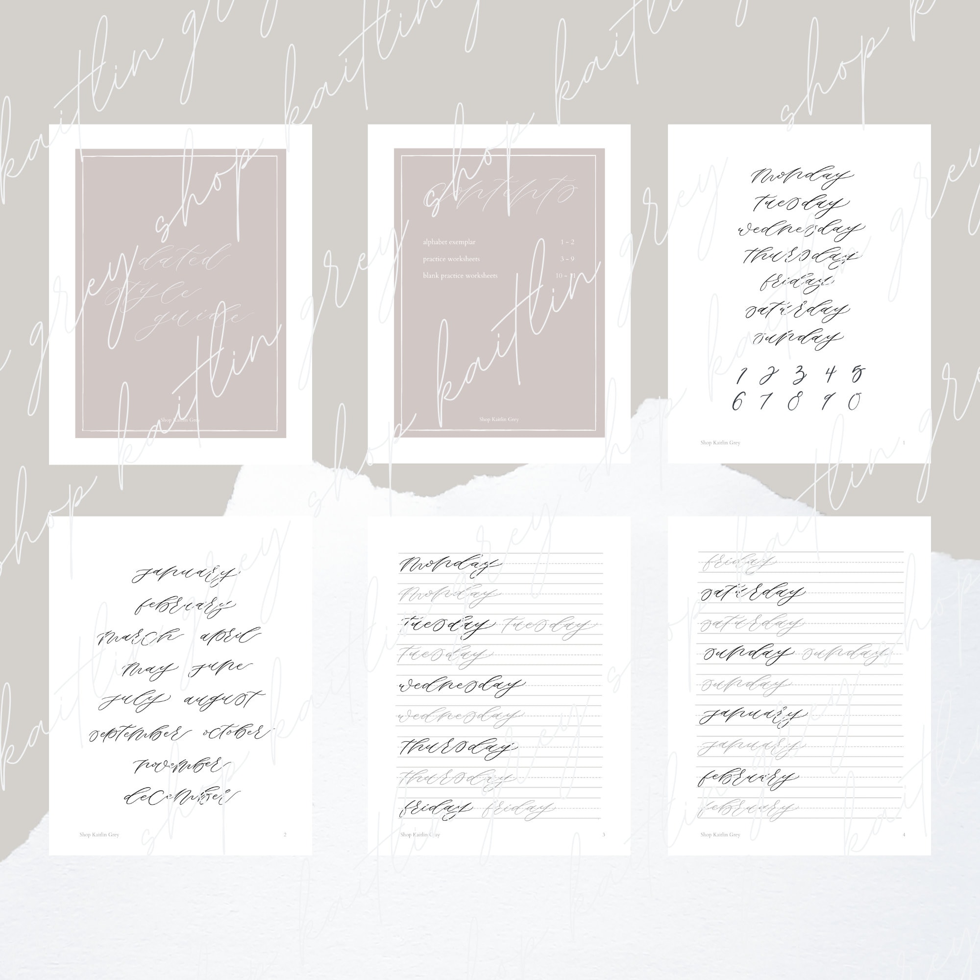 Modern Calligraphy Calendar Months, Weeks and Dates Lettering Workbook ...