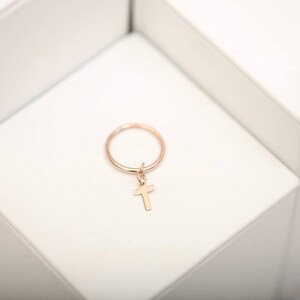 Cross Charm Ring Gold Cross Ring Cross Midi Ring Cross - Etsy