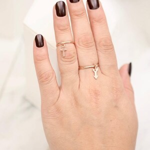 Cross Charm Ring Gold Cross Ring Cross Midi Ring Cross - Etsy