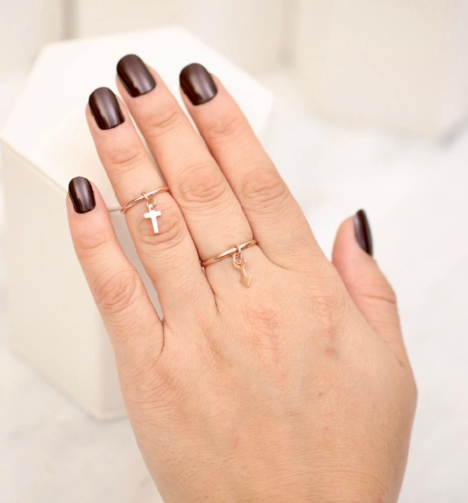 Cross Charm Ring Gold Cross Ring Cross Midi Ring Cross - Etsy