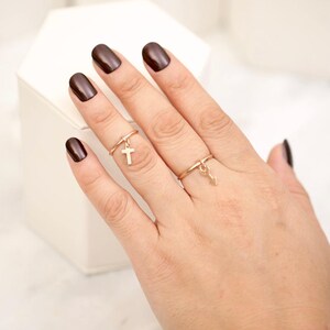 Cross Charm Ring Gold Cross Ring Cross Midi Ring Cross - Etsy