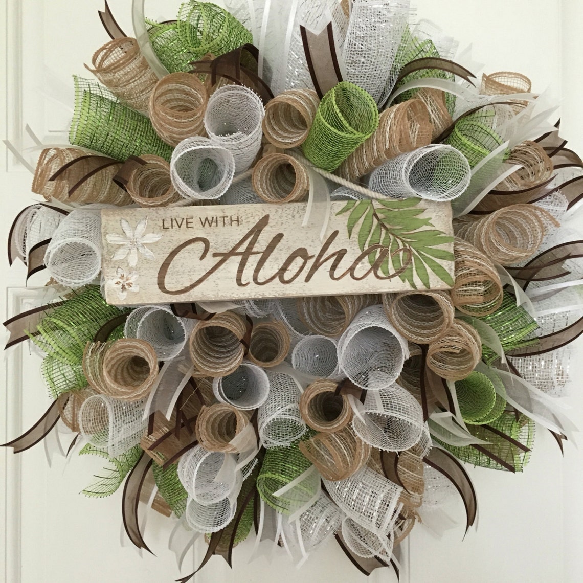 Aloha Wreath, Beach Wreath,hawaiian Wreath, Palm Wreath, Tropical ...