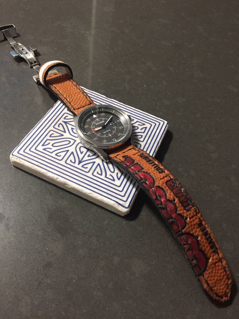 Genuine NFL/NCAA Football Leather Watch Strap - 100% Handmade - Etsy