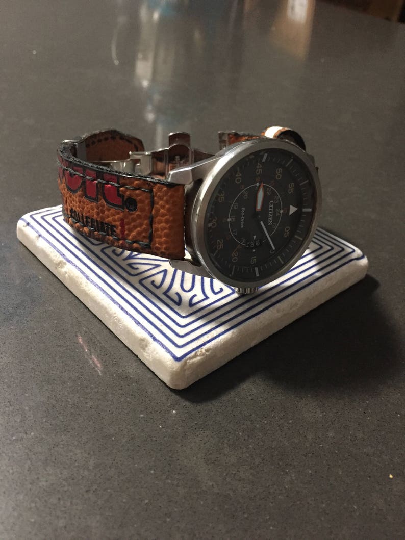 Genuine NFL/NCAA Football Leather Watch Strap 100% Handmade | Etsy