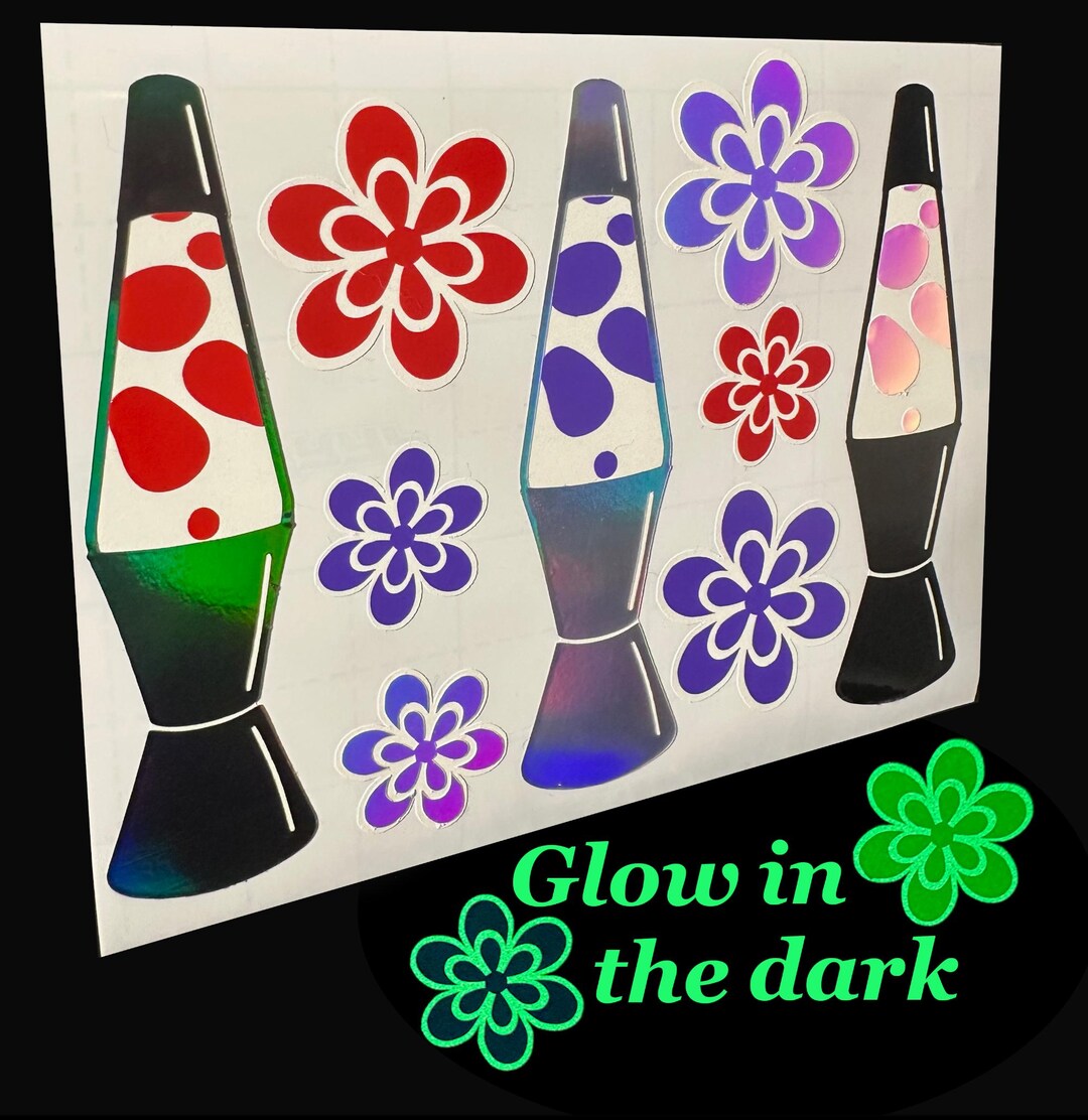 Glow in the Dark Lava Lamp Sticker Sheet Set, 60s, 70s, Retro Sticker ...