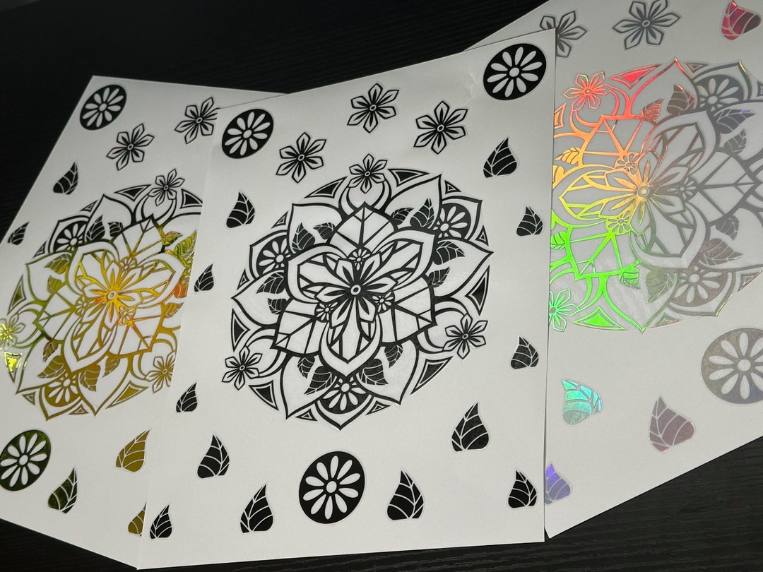 Mandala Art Window Cling Set, Boho Decor, Holographic Mandala Mirror ...