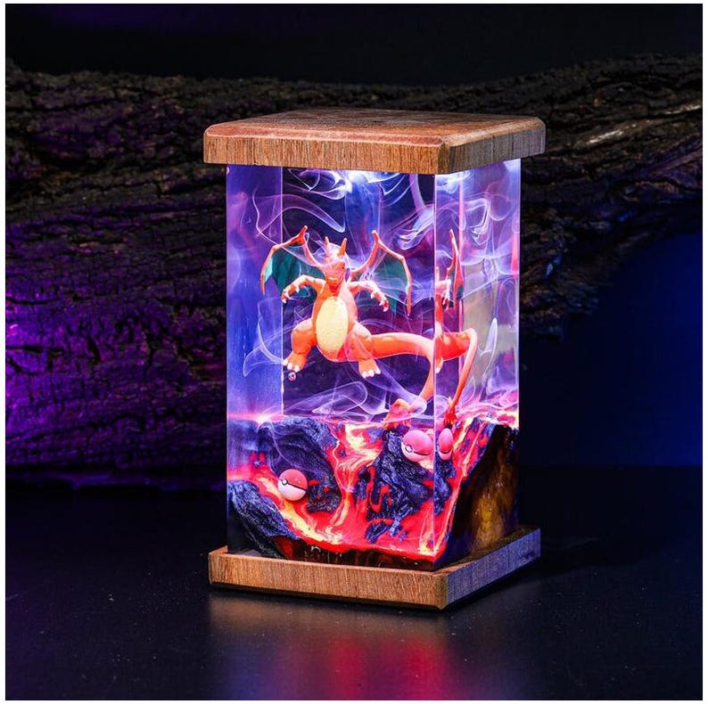 CHA.RIZ.ARD Poke.mon Epoxy Lamp Custom Pok.emo.n Resin Lamp Po.kem.on ...