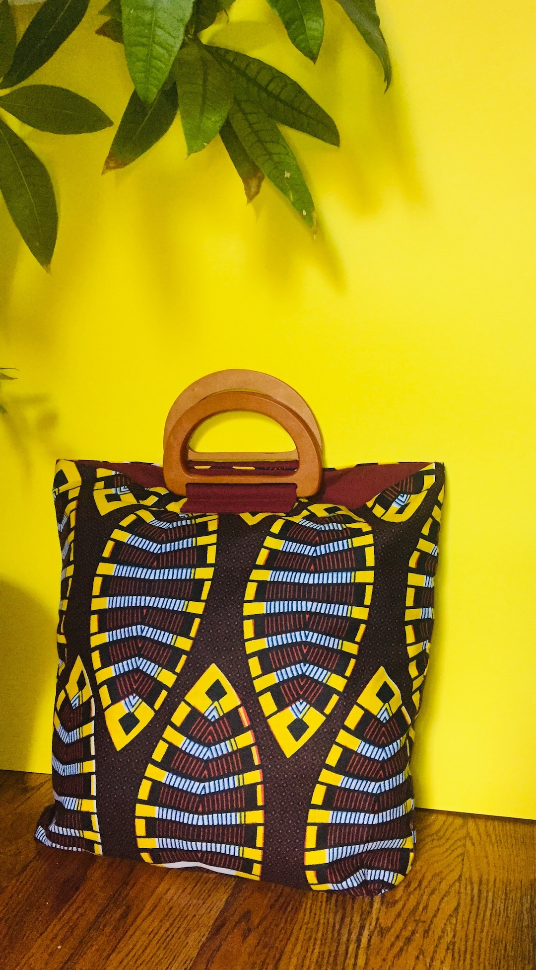 African Print Ankara Handmade Tote With Wood Handle - Etsy