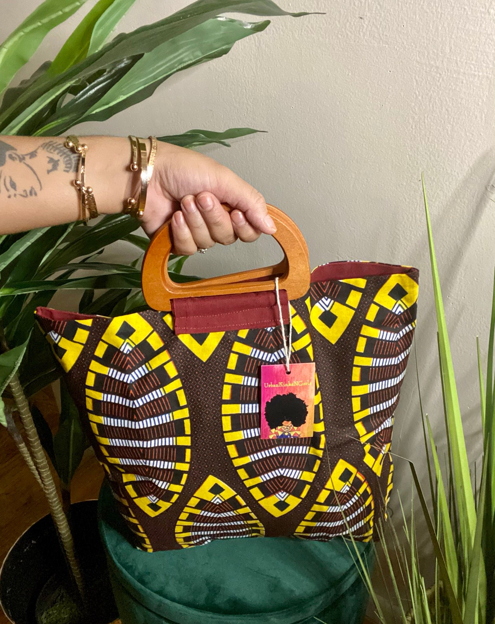 African Print Ankara Handmade Tote With Wood Handle - Etsy