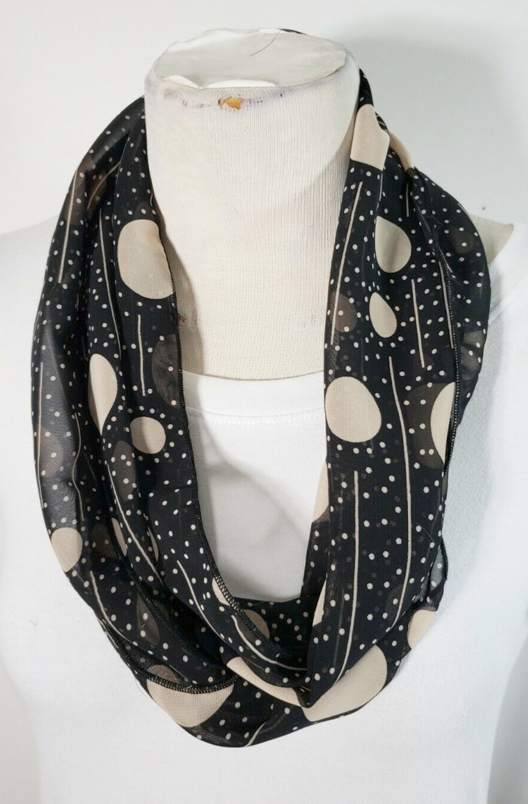 Infinity Scarf, Black and White Theme, Striped, Floral, Terrier Dog ...