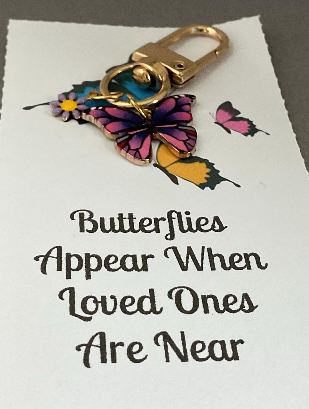 Goldtone Purple Butterfly Key Ring - Etsy