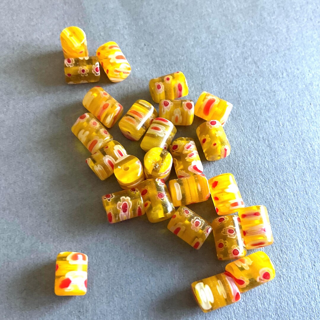 Murano Glass Loose Gold Color Tube Shaped Beads - Etsy