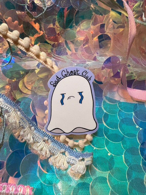 Sad Ghost Club Sticker Indoor Water Resistant Halloween - Etsy