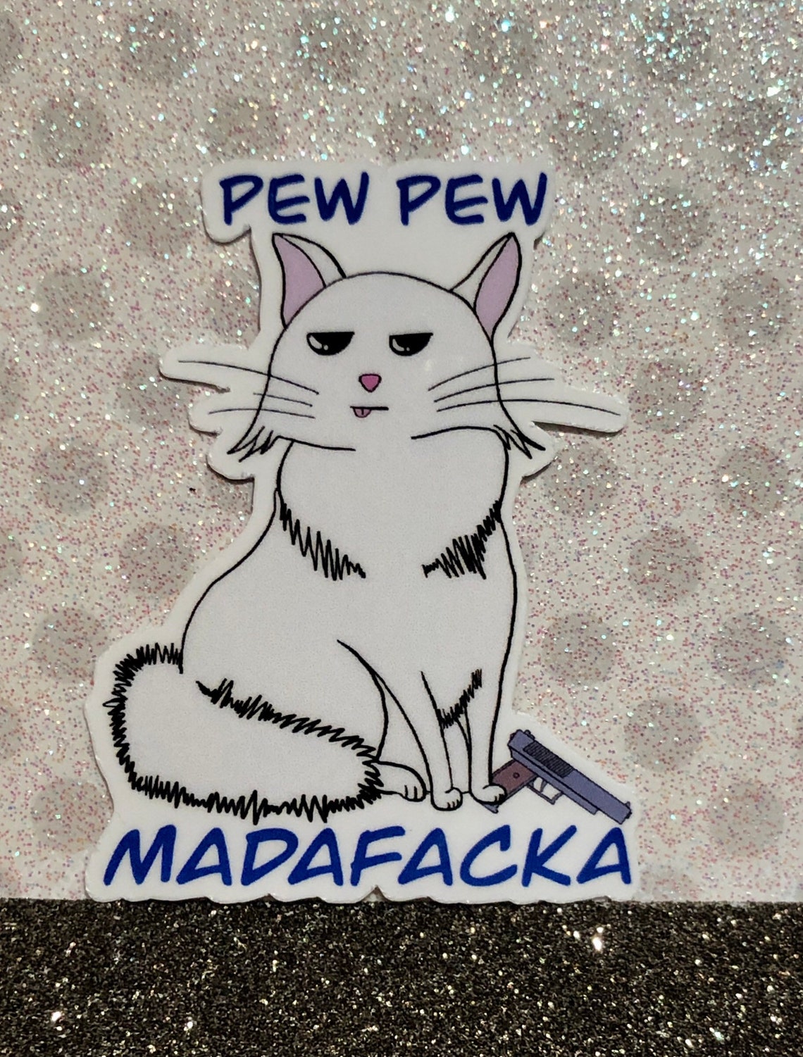 Pew pew cat sticker pew pew madafacka Waterproof sticker | Etsy