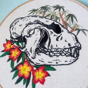 Floral Red Panda Skull PDF Embroidery Pattern - Etsy