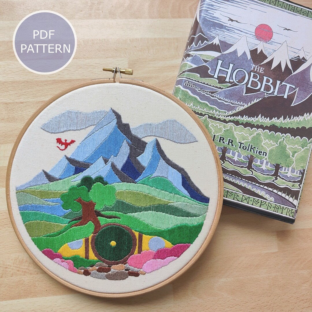 Over the Misty Mountains Stained Glass Style Embroidery PDF Pattern the ...