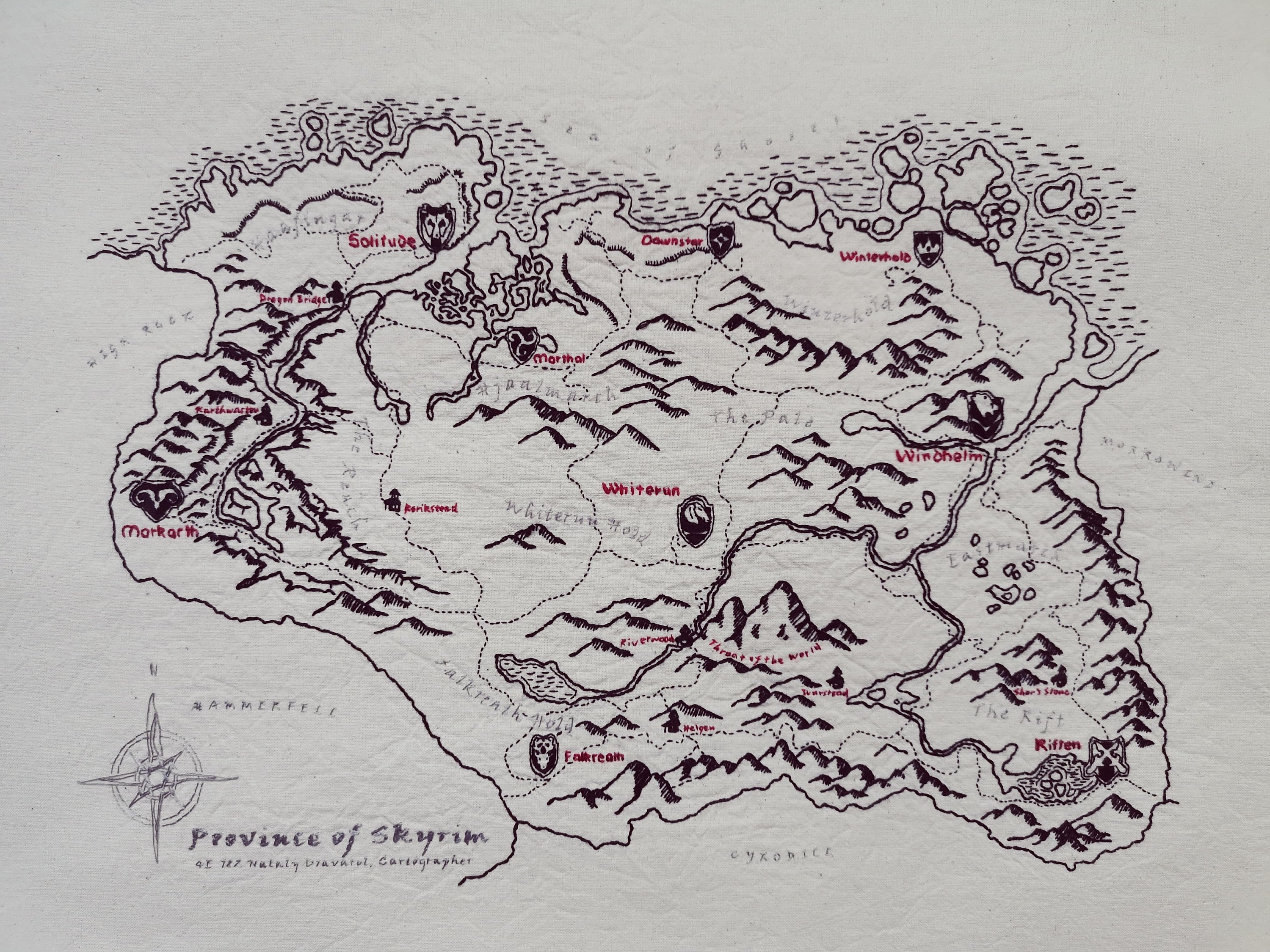 Skyrim the Elder Scrolls Map PDF Embroidery Pattern - Etsy